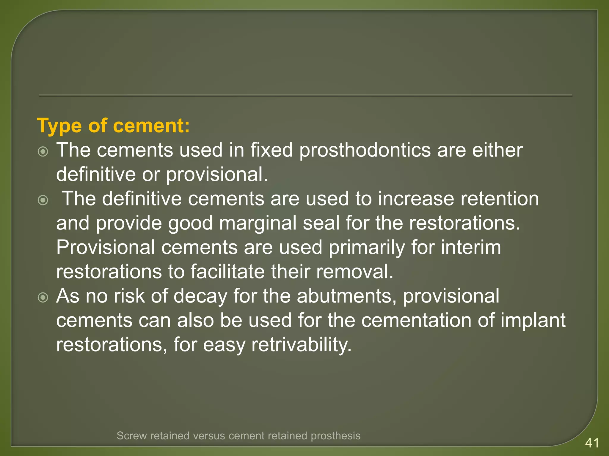 Screw retained vs cement retained prosthesis.pptx