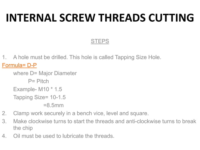 Screw thread cutting internal | PPT
