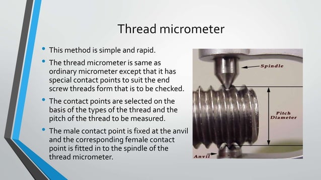 Screw thread measurement | PPTX | Needlework | Arts and Crafts