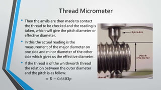 Screw thread measurement | PPTX | Needlework | Arts and Crafts