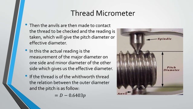 Screw thread measurement | PPTX | Needlework | Arts and Crafts