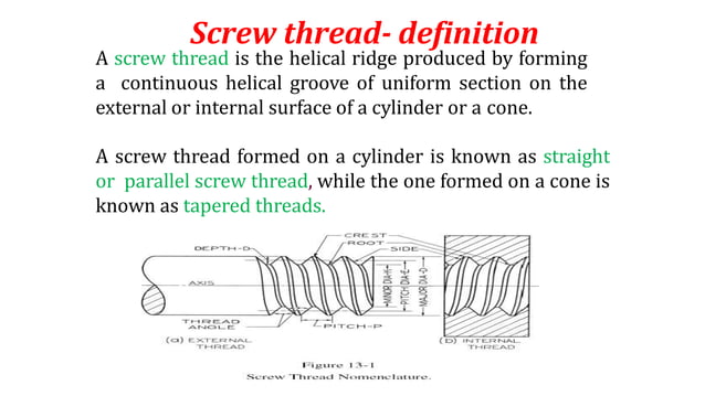 Screw thread measurements | PPTX | Needlework | Arts and Crafts