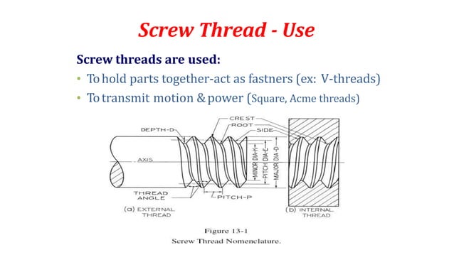 Screw thread measurements | PPTX | Needlework | Arts and Crafts