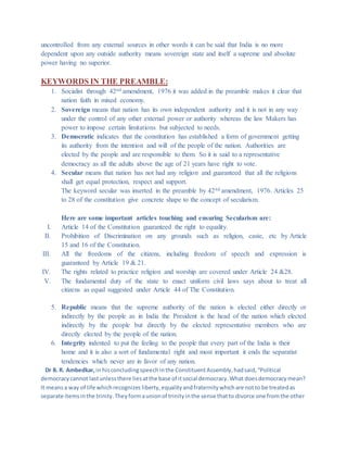PREAMBLE OF THE INDIAN CONSTITUTION | DOCX
