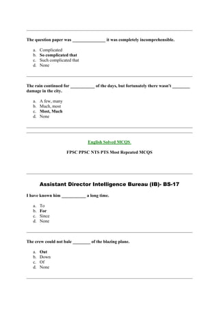 English Solved MCQS | PDF