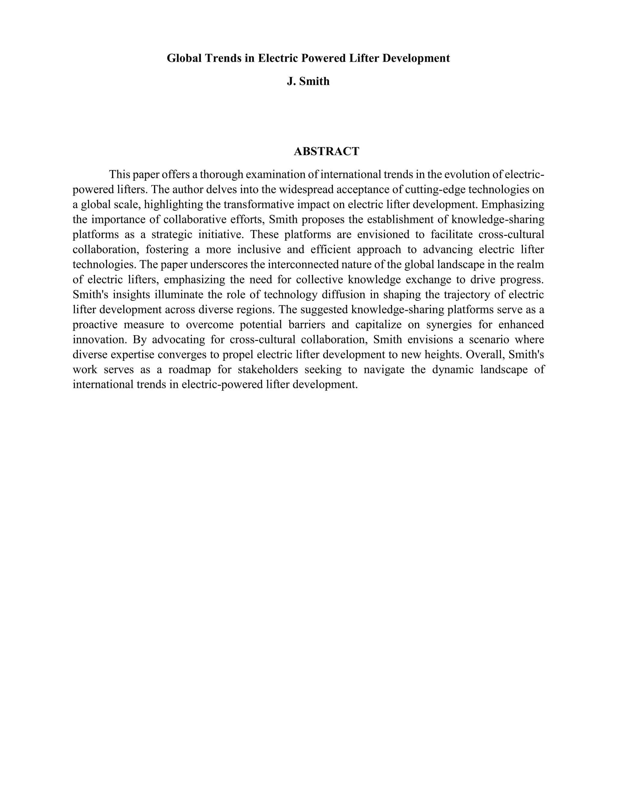Global Trends in Electric Powered Lifter Development | DOCX