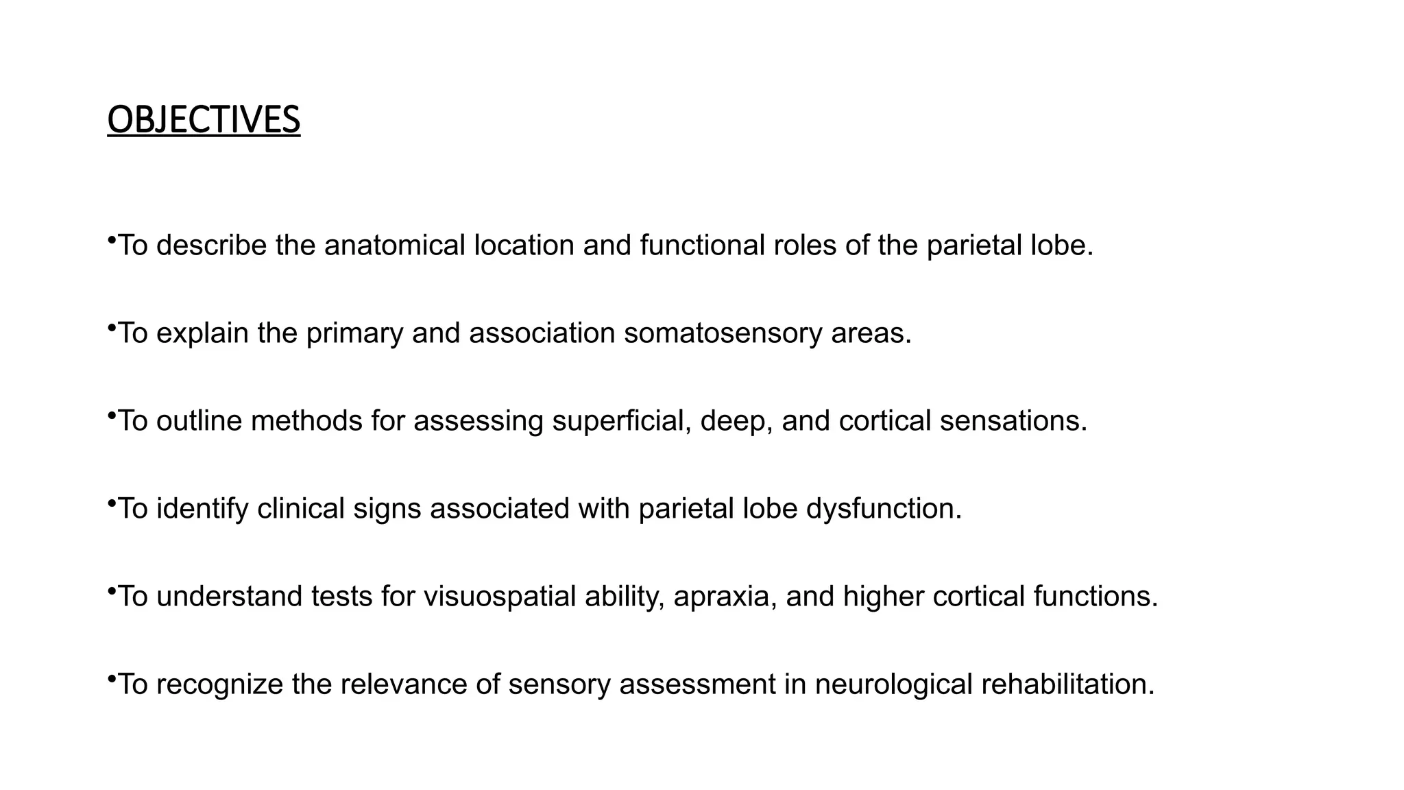 Sensory & Higher Cortical Functions of the Parietal Lobe | PPTX