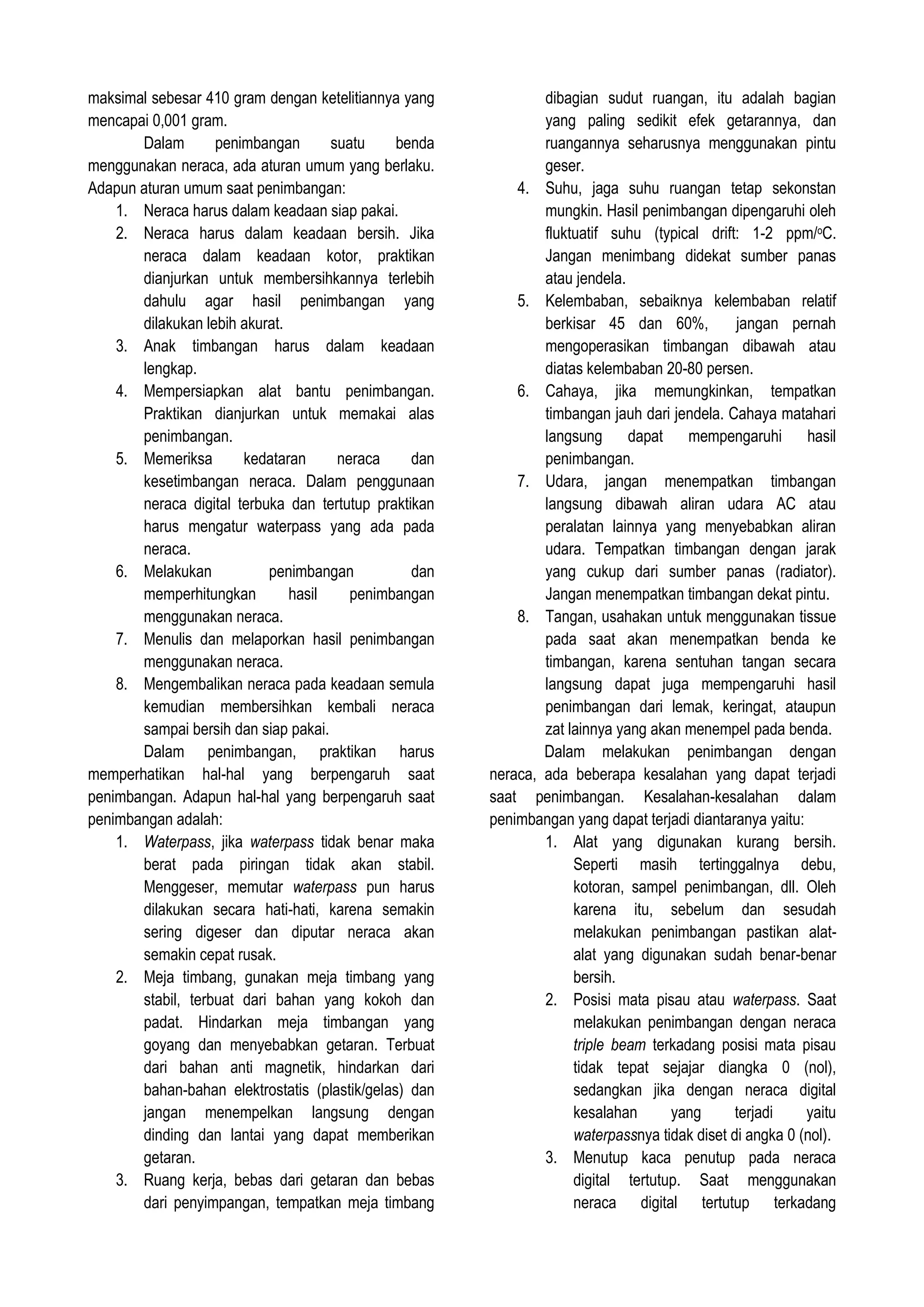 Laporan Praktikum Pegenalan Neraca di Laboratorium | DOCX