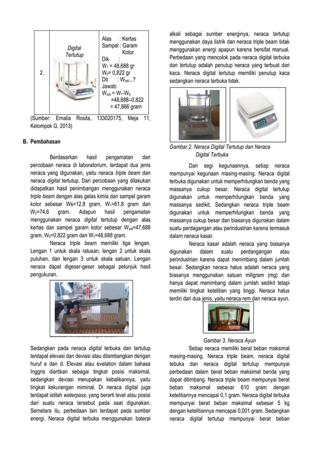 Laporan Praktikum Pegenalan Neraca di Laboratorium | DOCX