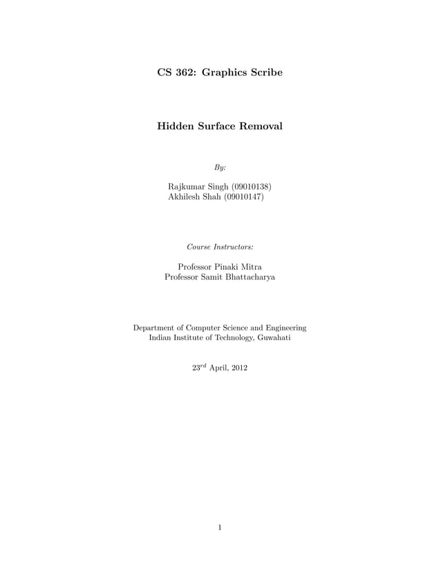 Hidden Surface Removal using Z-buffer | PDF