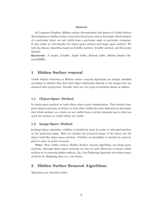 Hidden Surface Removal using Z-buffer | PDF | 3-D Graphics | Computer ...