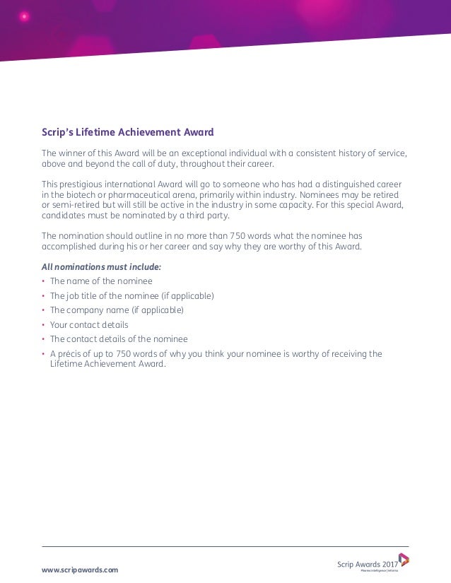 Scrip Awards 2017 Entry Guide