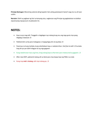 Prinsipe Bantugan (Self Script) | DOC