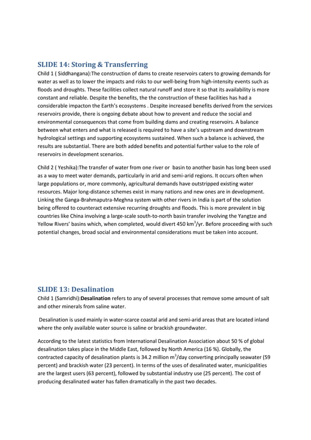 Script for the water conservation and management presentation | PDF