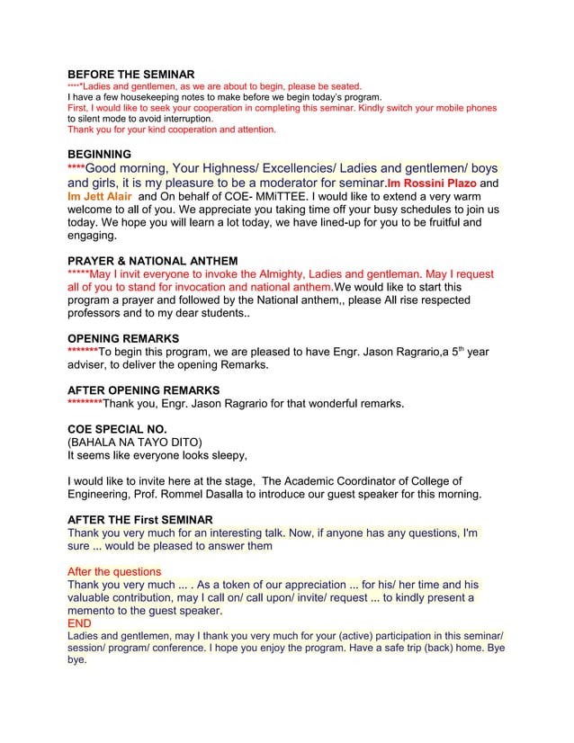 Emcee Script | DOC