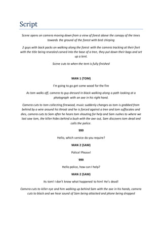 Script for 2 min film | DOCX | Crime & Harmful Acts to Individuals ...