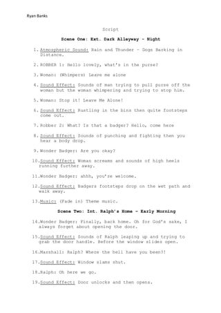 Script- Wonder Badger | DOCX | Dogs | Pets