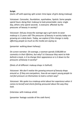 Script | DOCX | Makeup and Accessories | Beauty