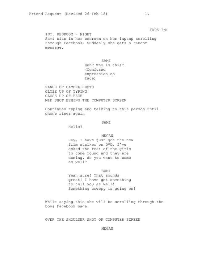 Script Friend Request | DOC | Screenwriting | Content Production