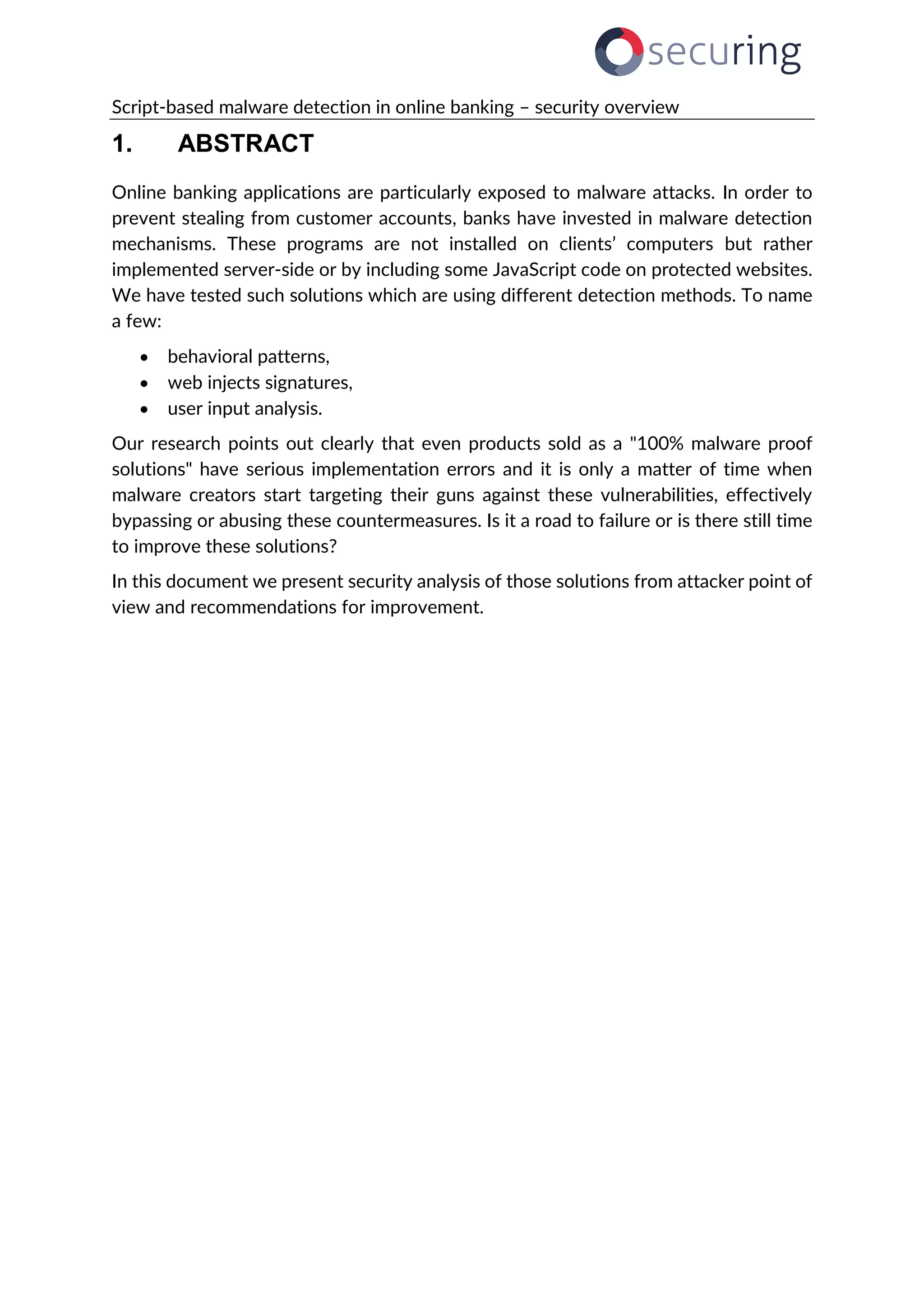 Script based malware detection in online banking | PDF