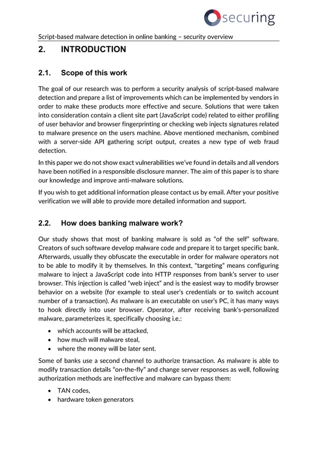 Script Based Malware Detection In Online Banking Pdf Web