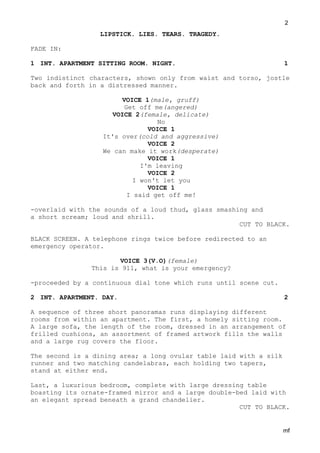 Lipstick, Lies,Tears, Tragedy- Script | DOC | Interior Decorating ...