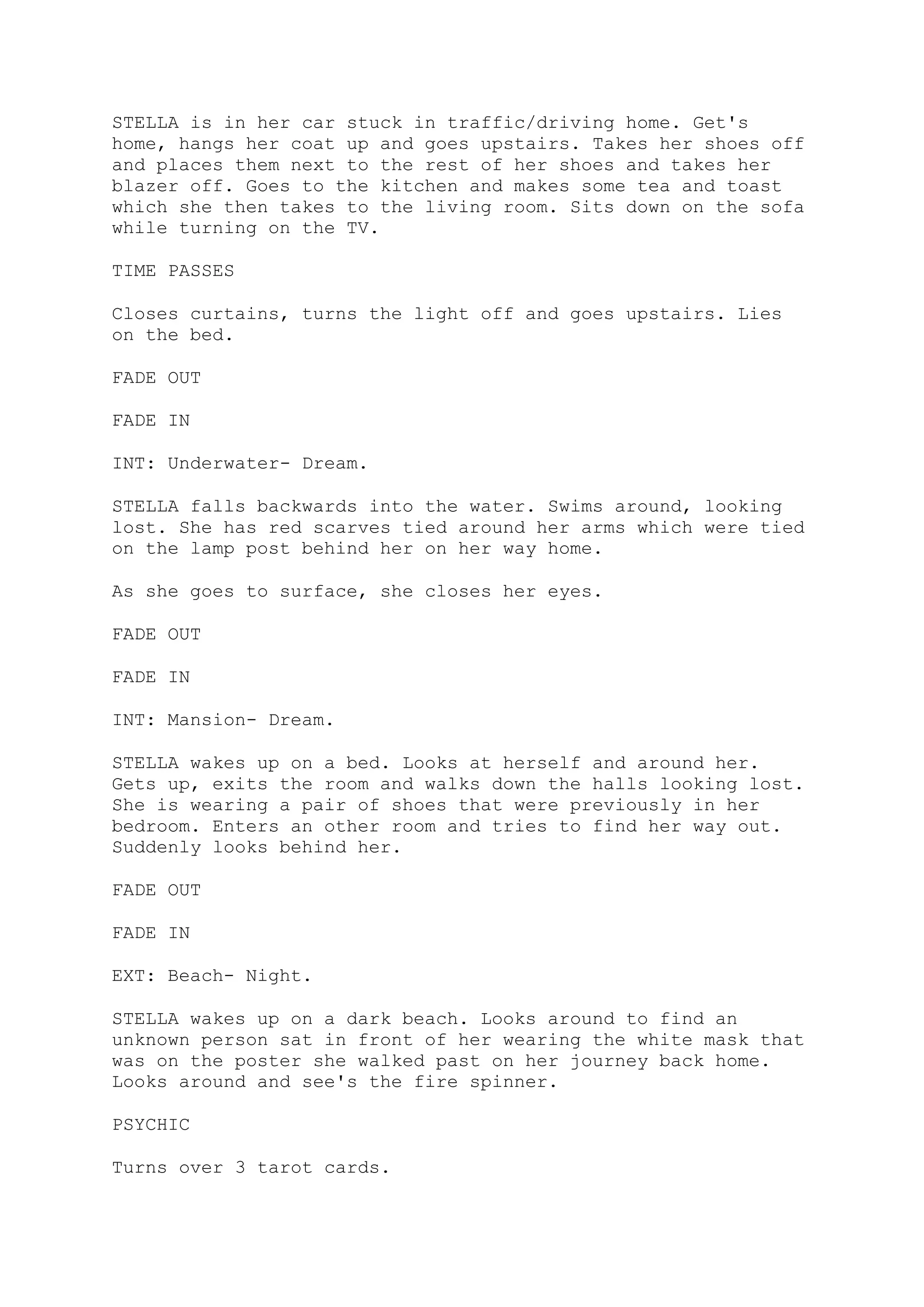 Script: Oneirology | DOCX | Women\'s Outerwear | Women\'s Clothing