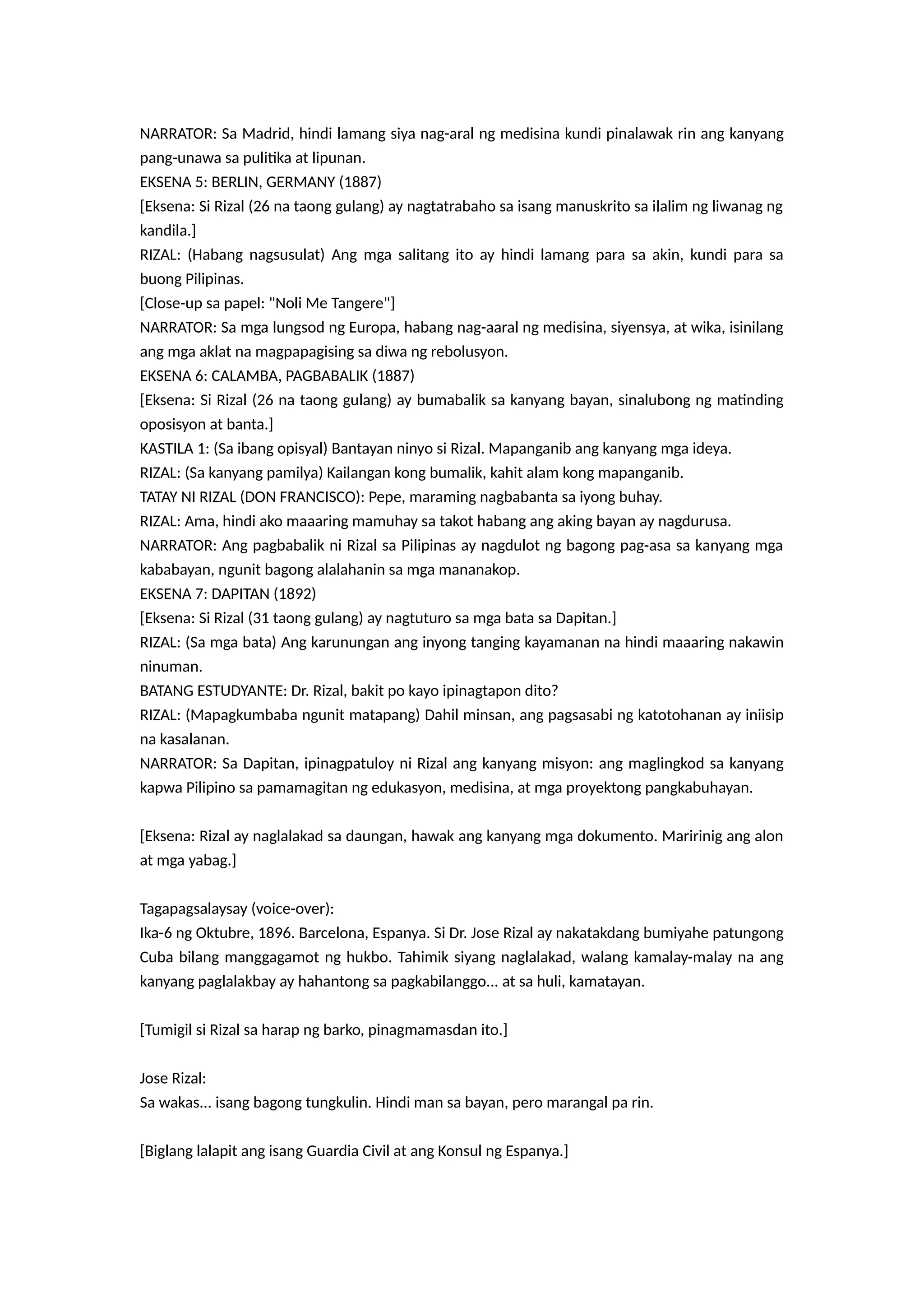 Filming _script-RIZAL.docx( the trial of Rizal) | DOCX
