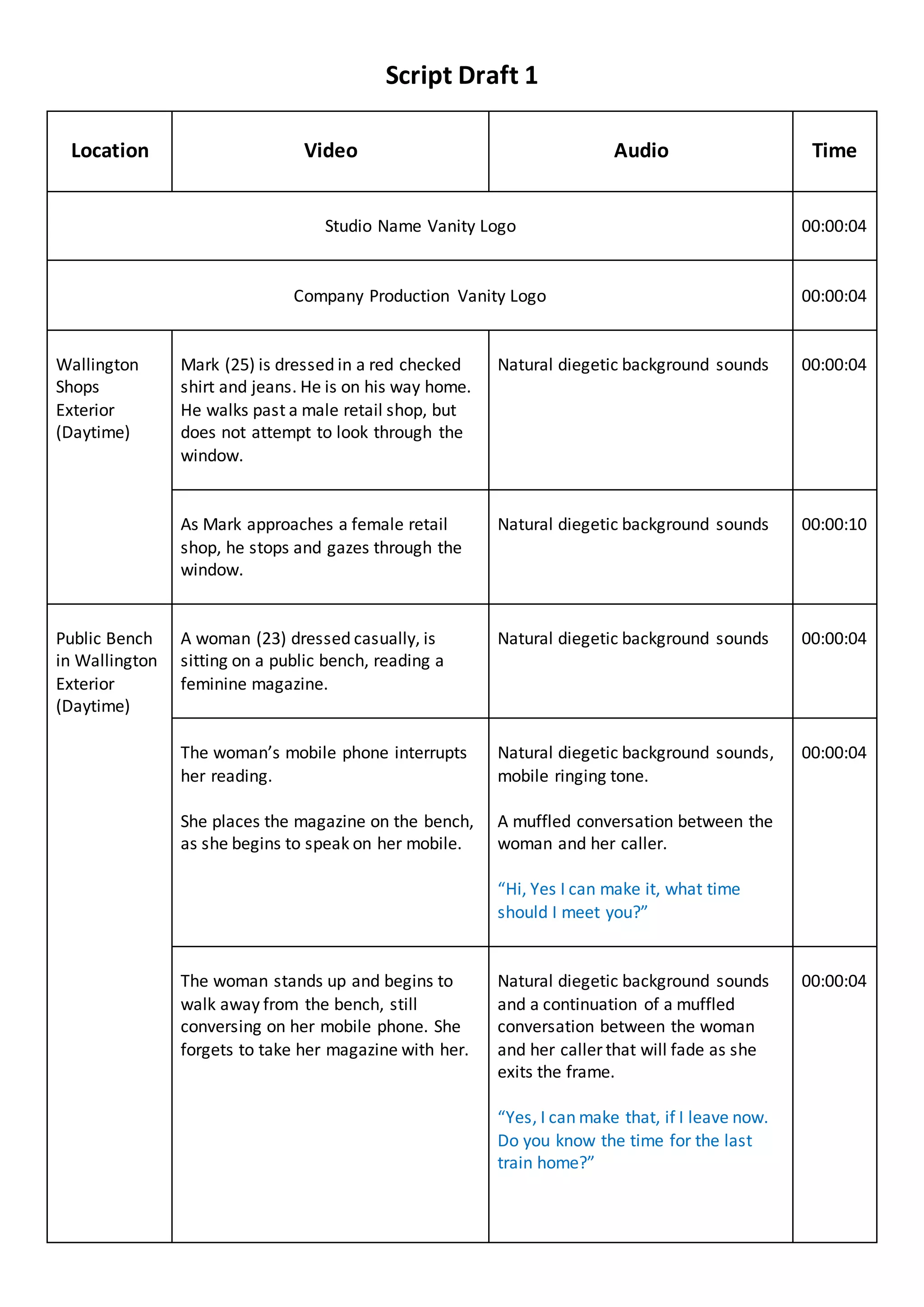 Script draft 1 | DOCX