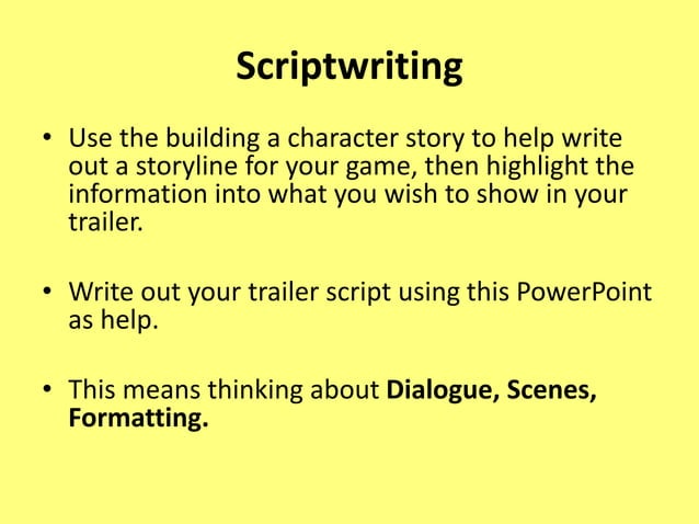 Script writing for level 1 | PPTX | Screenwriting | Content Production