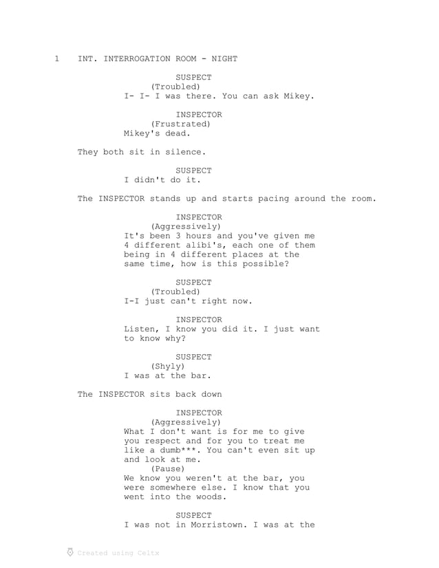 The interrogation - Script | PDF | Crime & Harmful Acts to Individuals ...