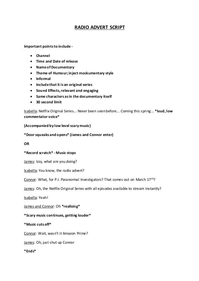 Radio Ads Script Examples