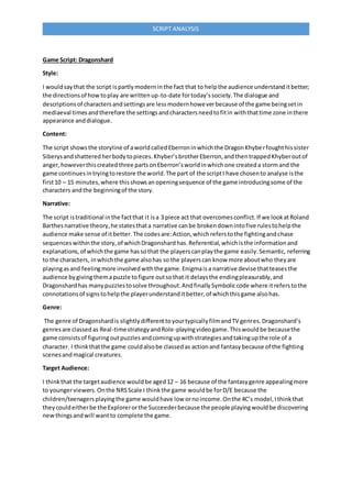 Script analysis | DOCX | Roleplaying Games | Games and Puzzles