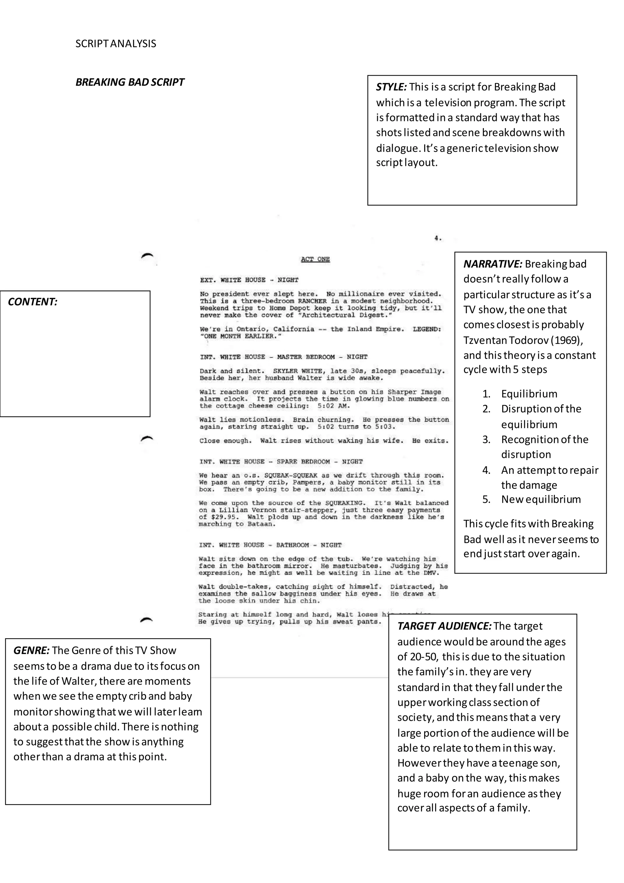 Script analysis breaking bad tv | DOCX