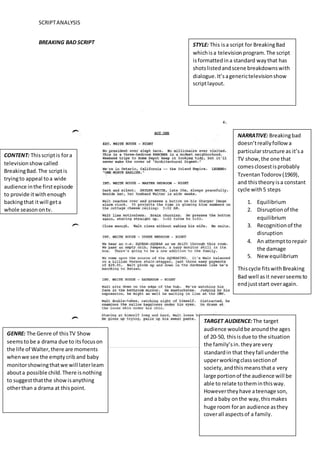 Script analysis breaking bad tv | PDF