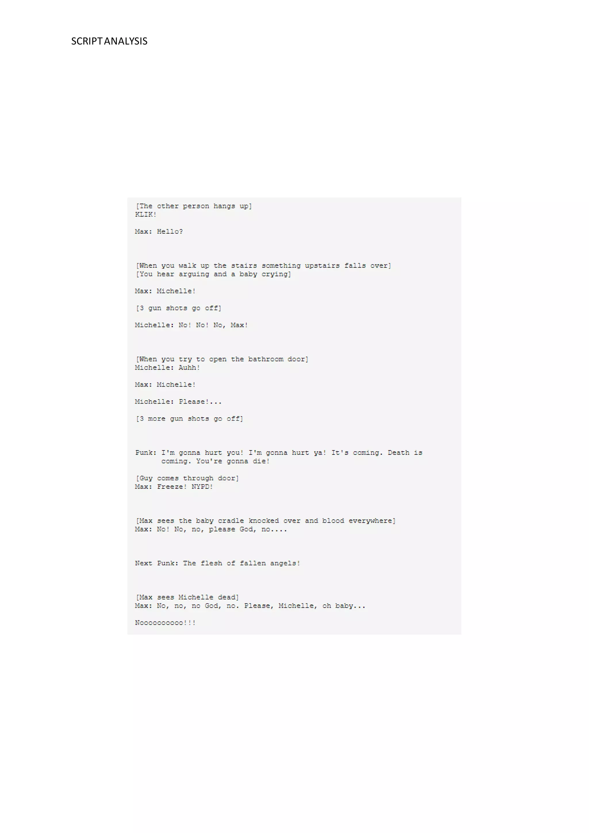 Script analysis max payne video game | DOCX