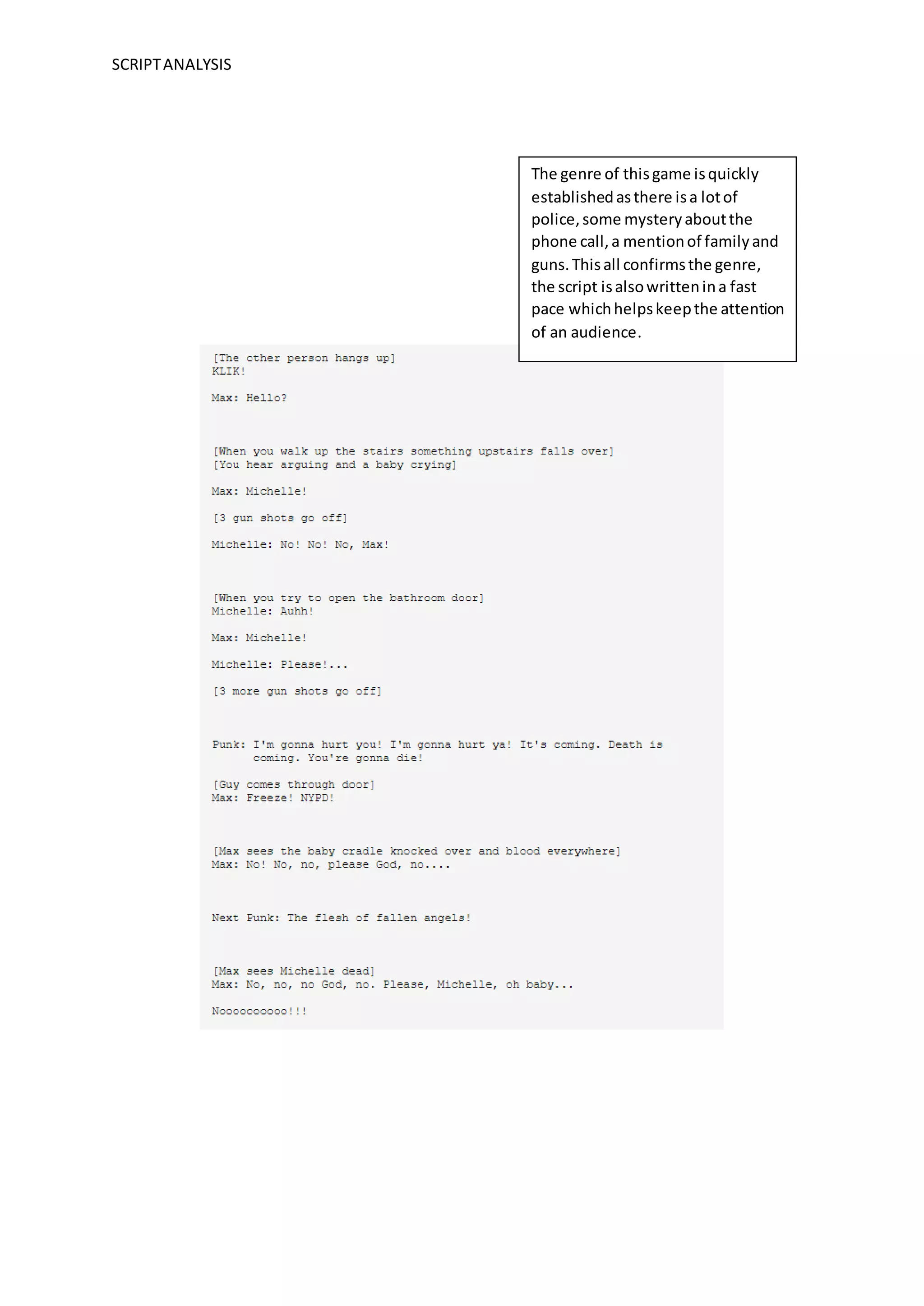 Script analysis max payne video game | PDF