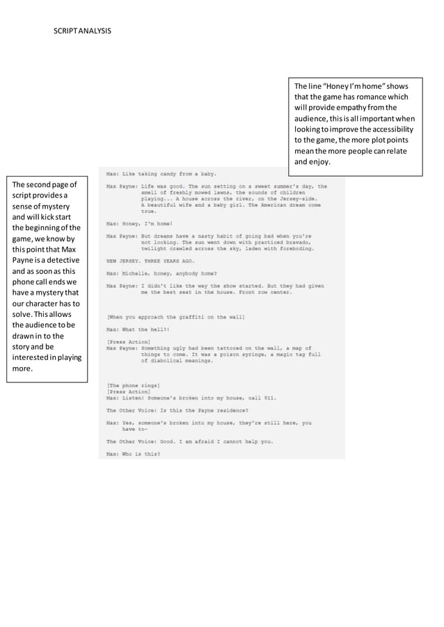 Script analysis max payne video game | PDF