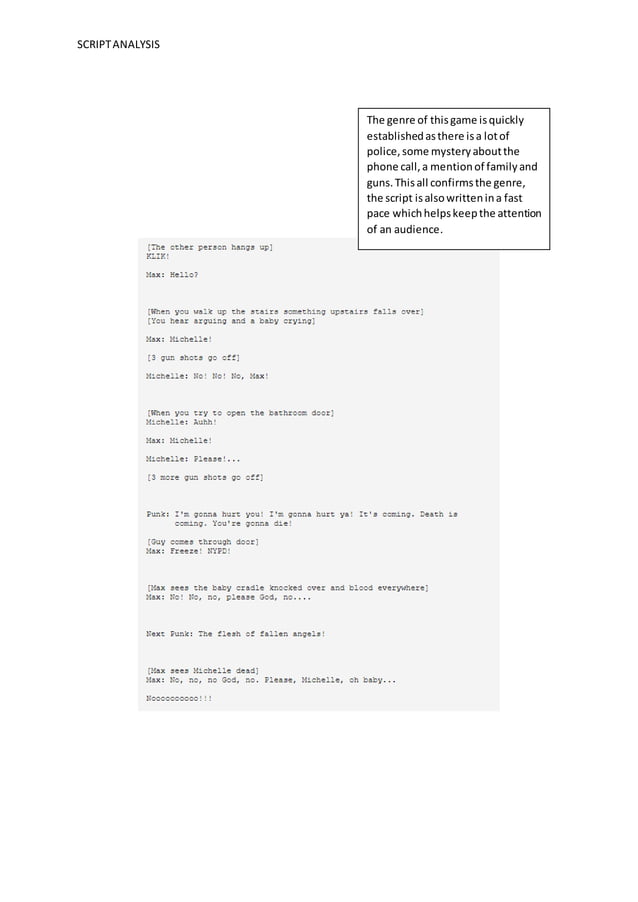 Script analysis max payne video game | PDF