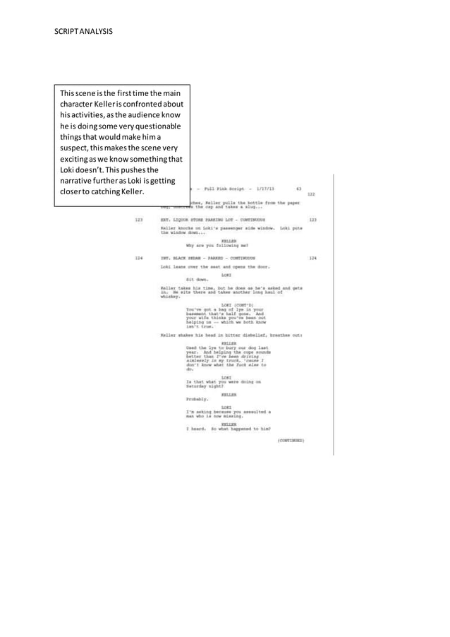 Script analysis prisoners film | DOCX