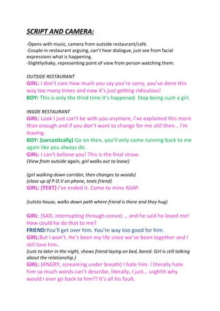 Script and Camera Updated | DOCX