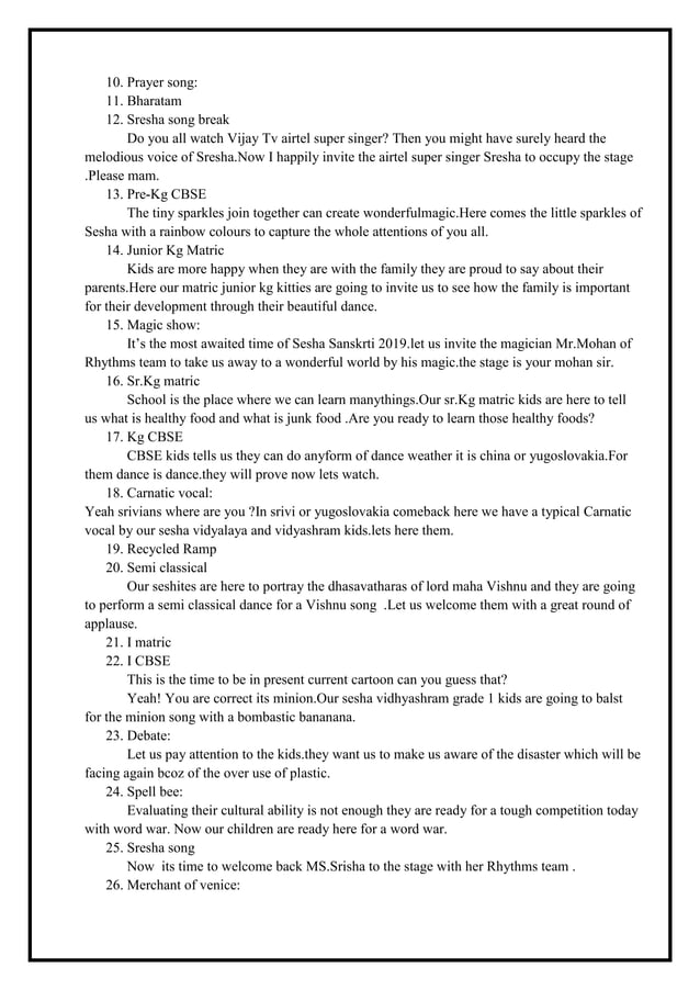 annual day script of a school 2019 | PDF | Hinduism | Religion & Spirituality