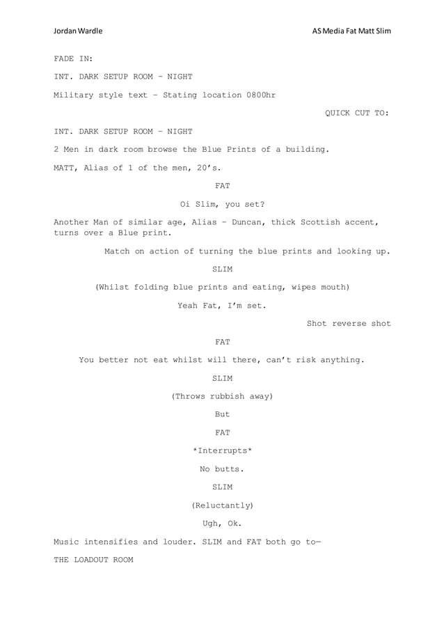 Script as | DOCX | Food & Drink