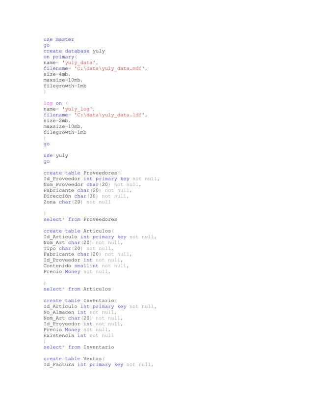Script base de datos | PDF