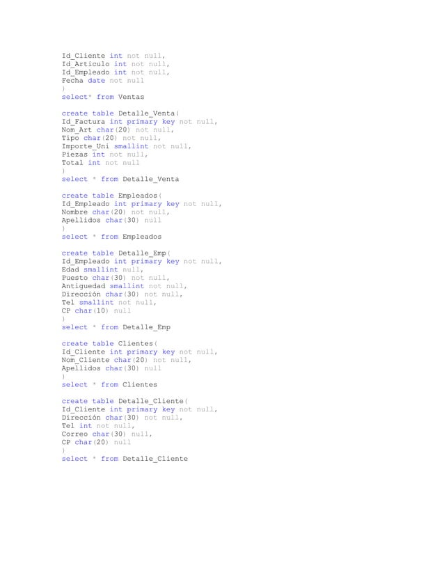 Script base de datos | PDF