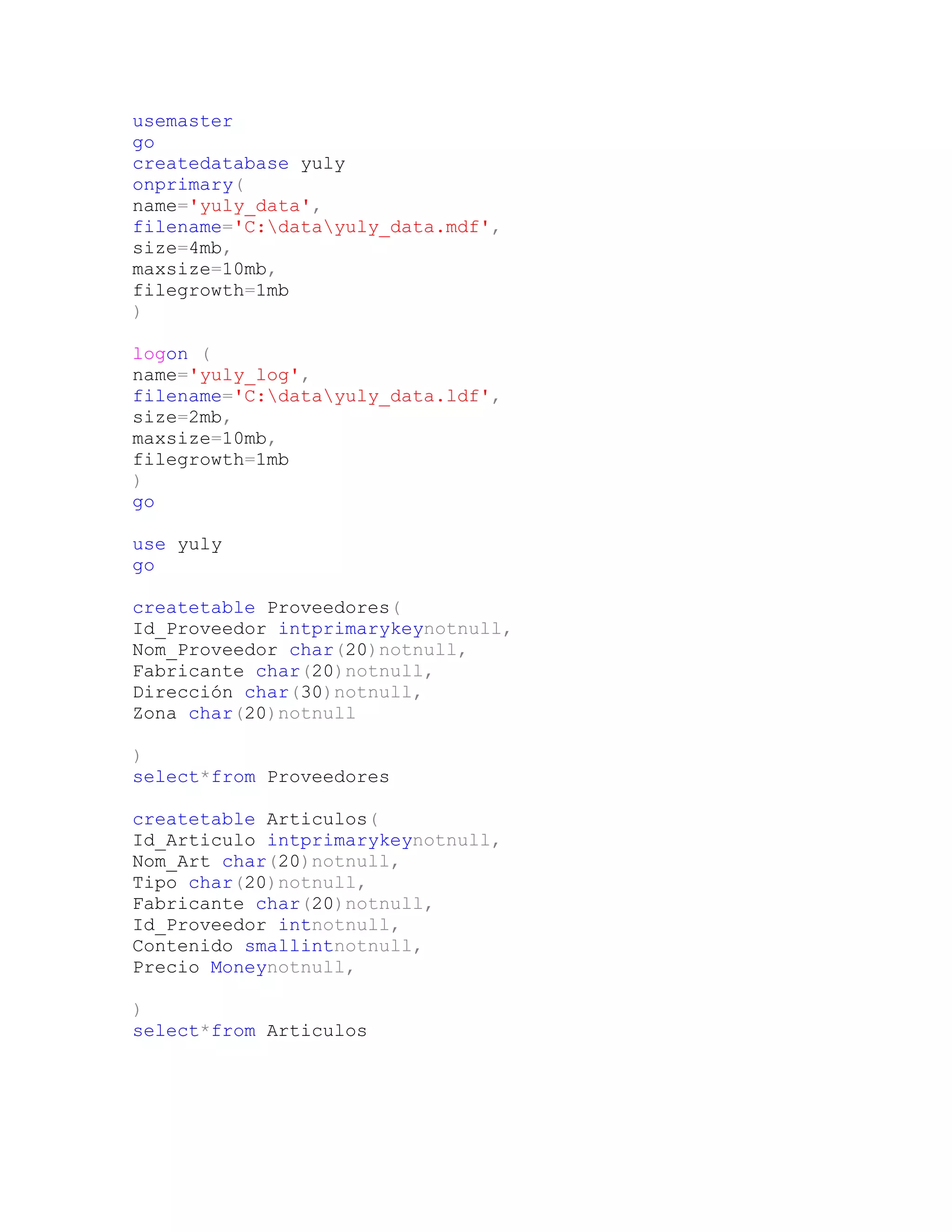 Script base de datos | PDF