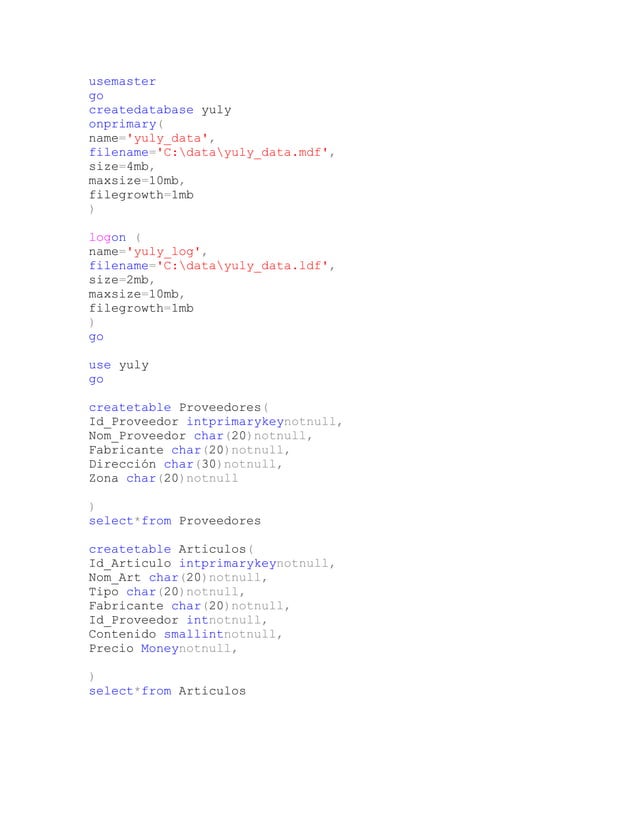 Script base de datos | DOCX