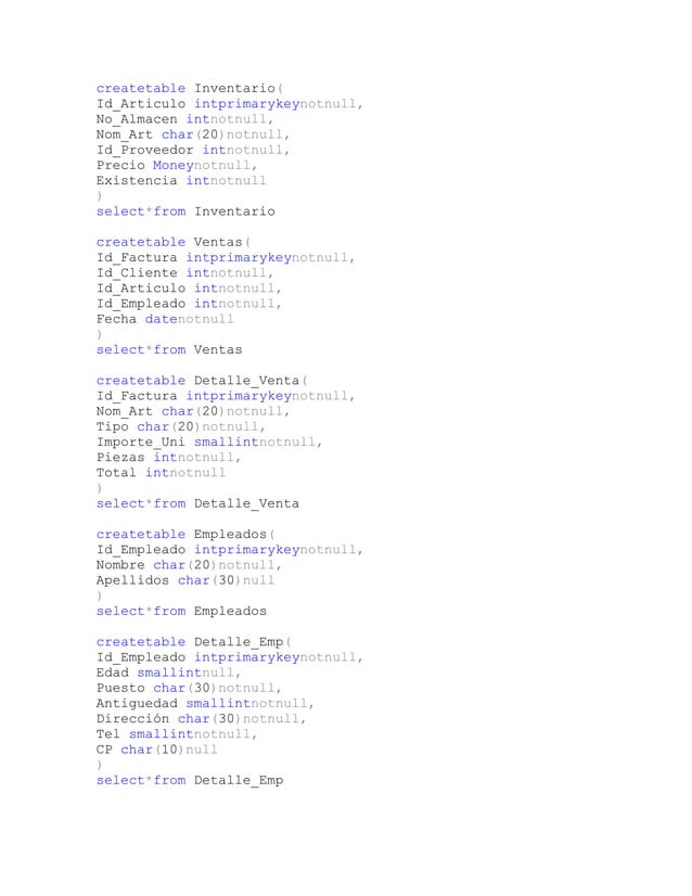 Script base de datos | DOCX
