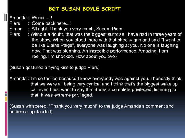 Script BGT Susan Boyle sigma mewing skibidi | PPT