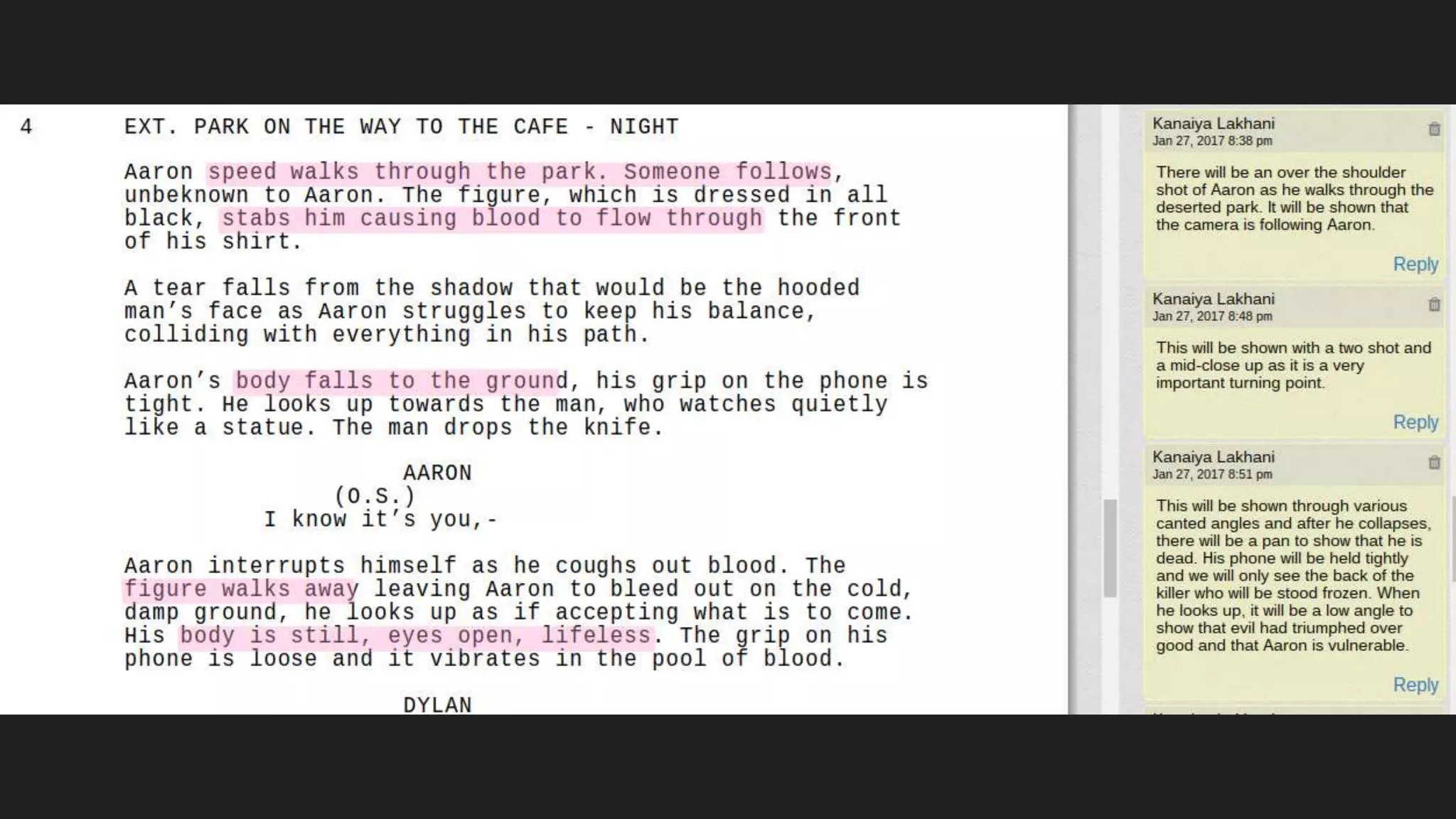 Script blocking camerawork | PPT